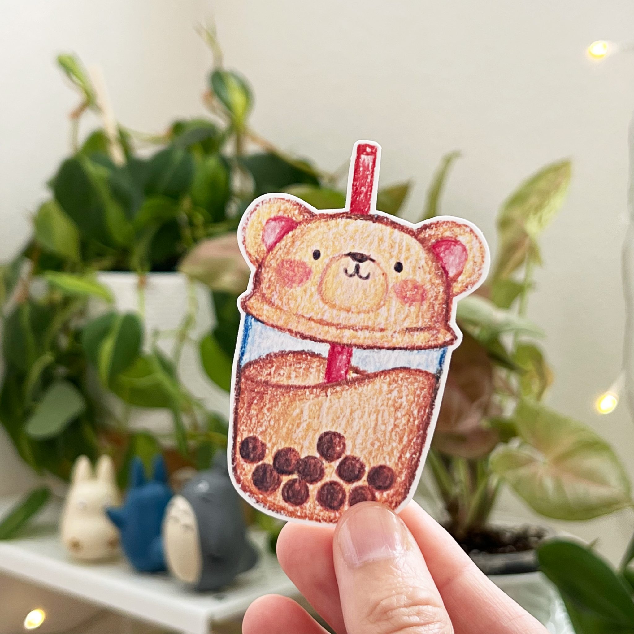 Boba Bubble Tea Cute Bear Vinyl Die Cut Sticker - Evelin T Designs